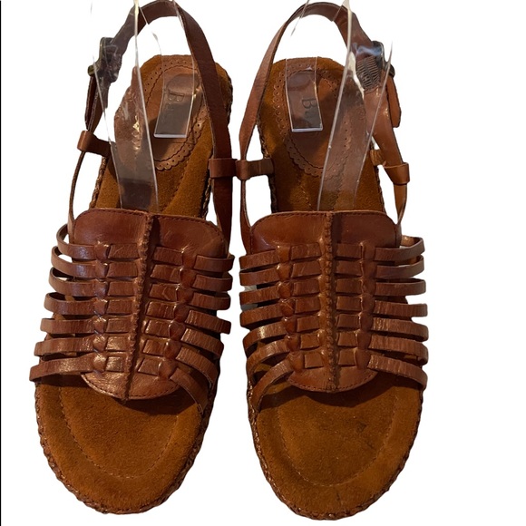 Bass | Shoes | Bass Basket Weave Leather Wedge Sandals Size 1m | Poshmark